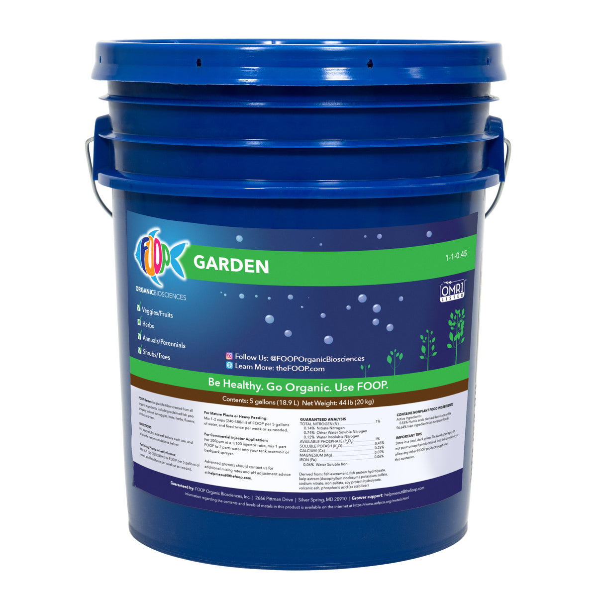 FOOP Garden – General-Purpose, Organic Nutrients for All Plants (5 Gallon)